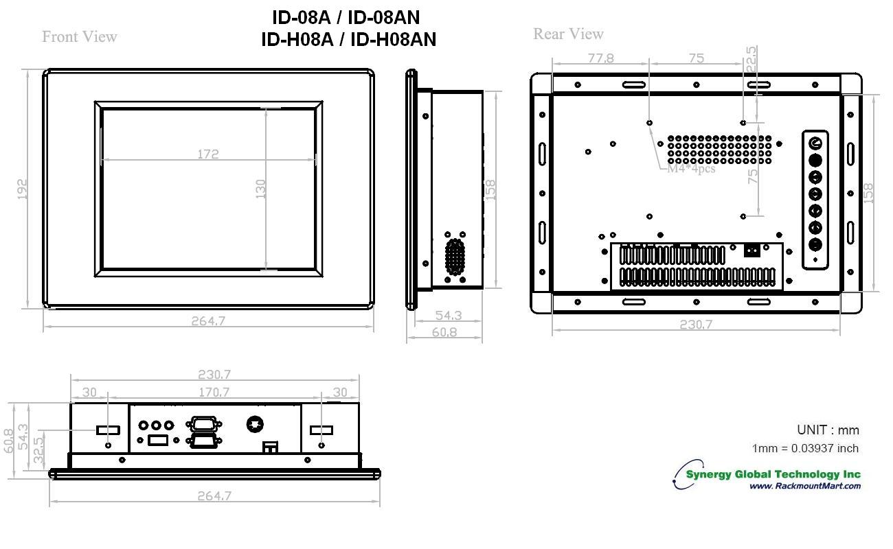 Industrial LCD Panel Mount LCD ID 08A Industrial LCD Panel Mount LCD ID 08A